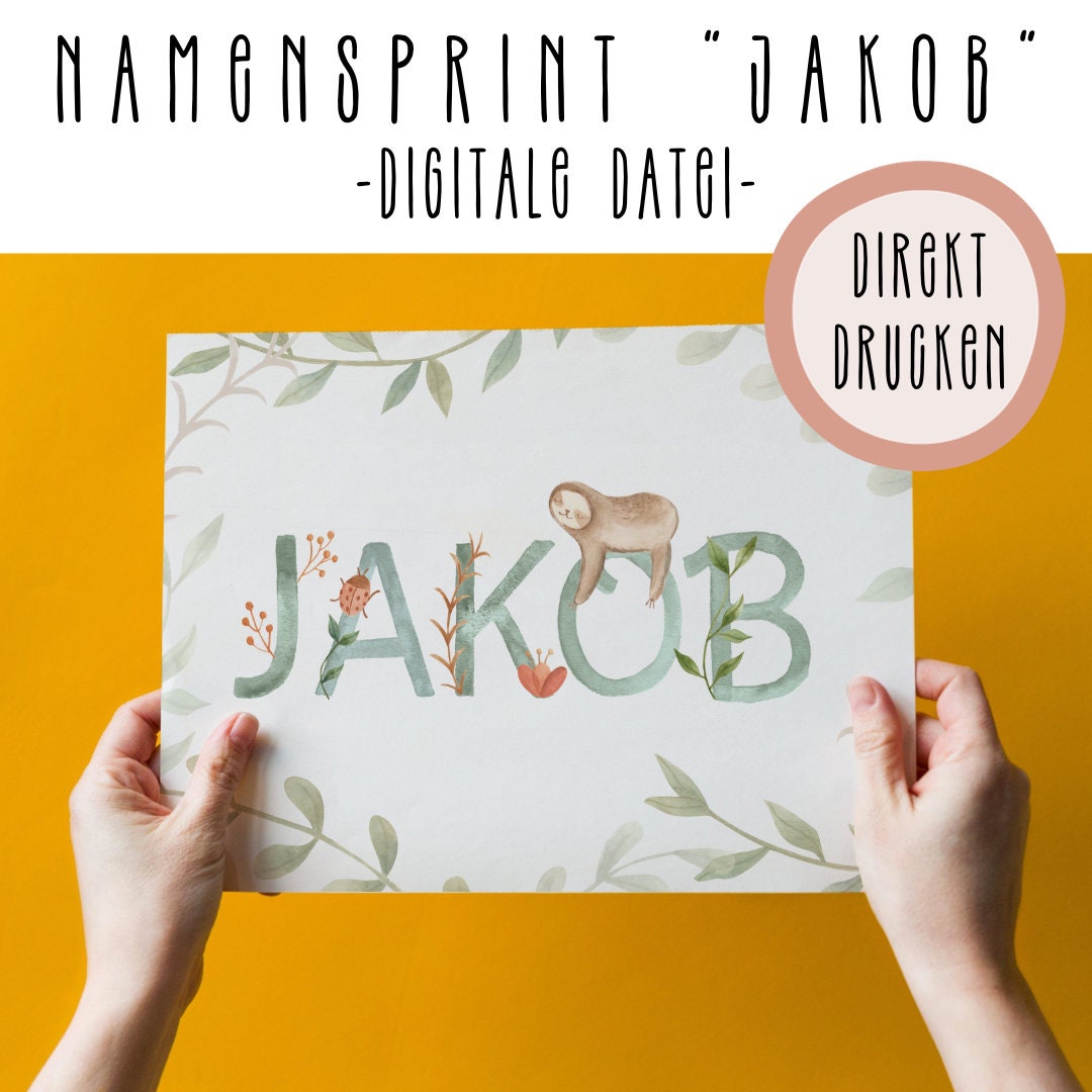 Name Poster Jacob | Instant Download | Print Directly | Gift Idea for a ...