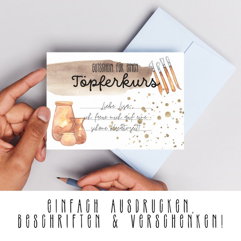 Voucher for a Pottery Course Gift Voucher Template Print Directly Gift ...
