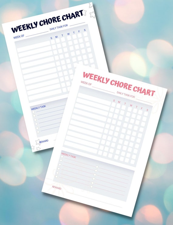 Printable Chore Chart Digital Housework Chart for Kids - Etsy Canada