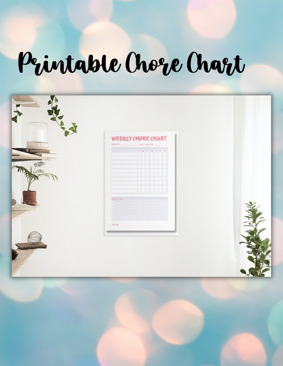 Printable Chore Chart Digital Housework Chart for Kids Responsibility ...