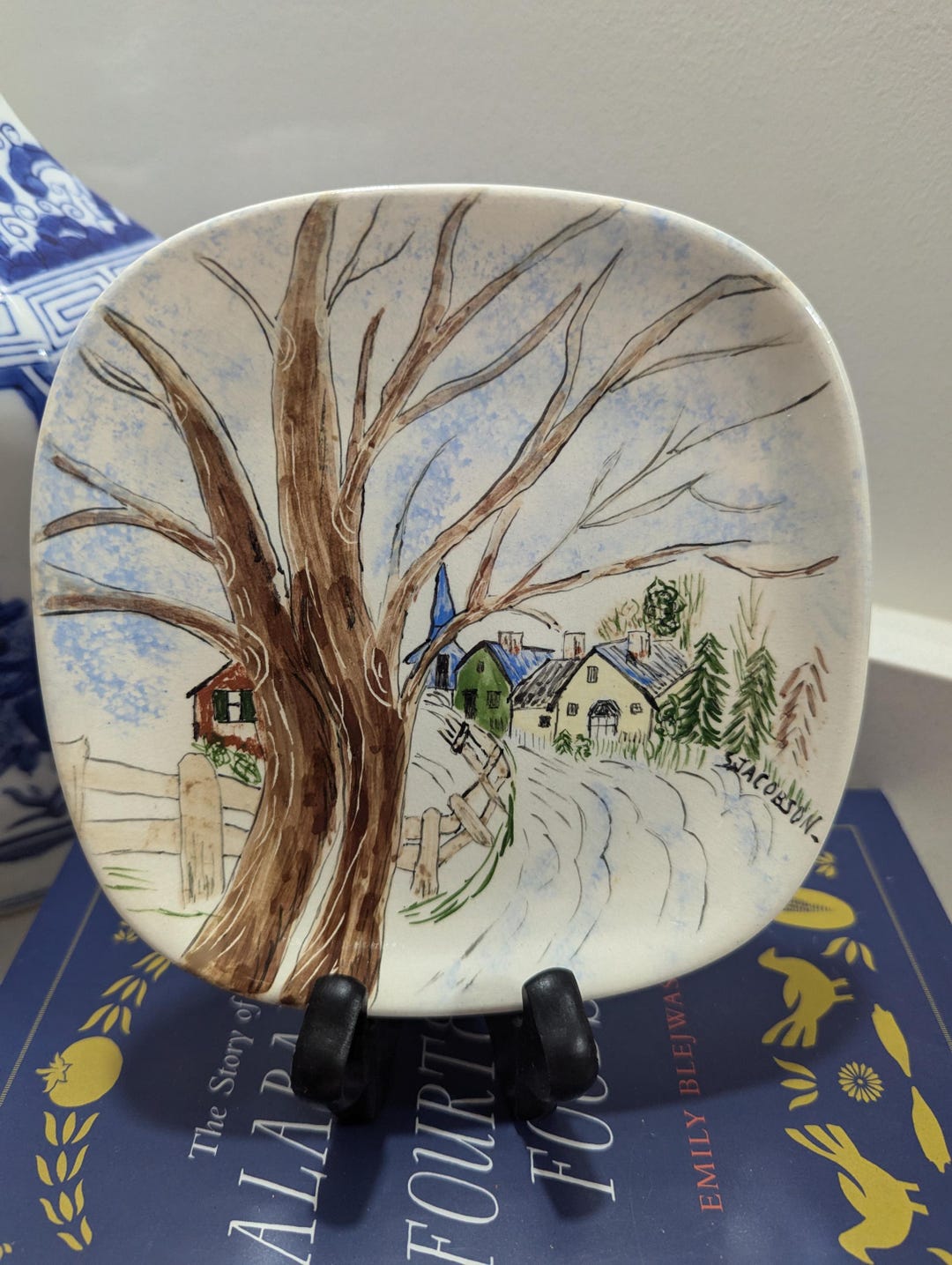 Vintage Hand Painted Studio Pottery Winter Scene Plate. - Etsy