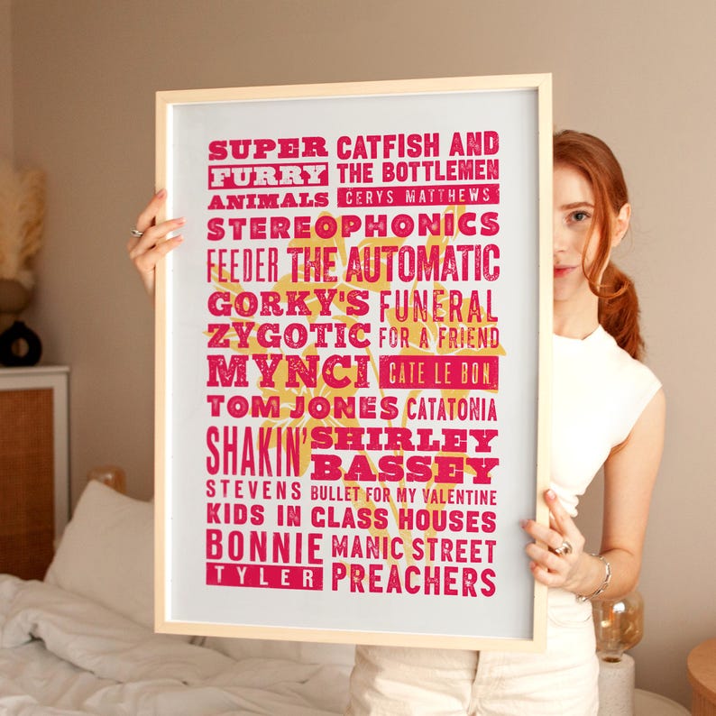 Wales Music Art Print, Letterpress Welsh Bands Poster - Etsy UK