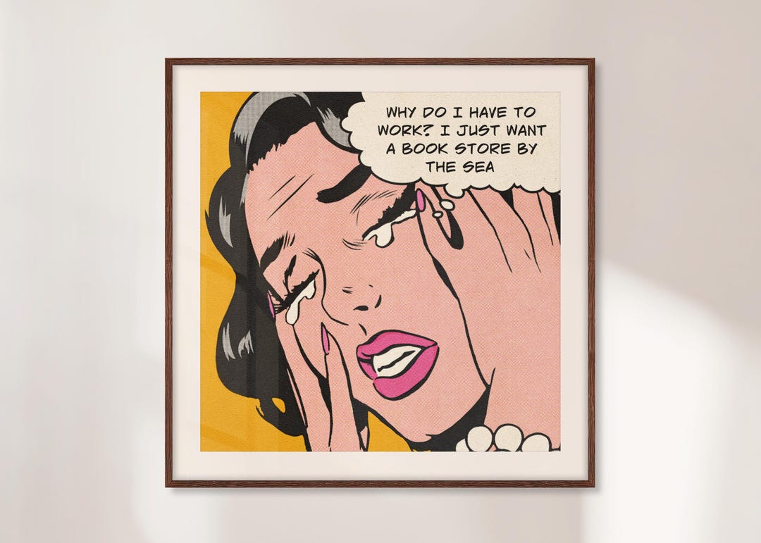 Book Lover Print, Retro Comic Book Pop Art, Lichtenstein Style Poster ...