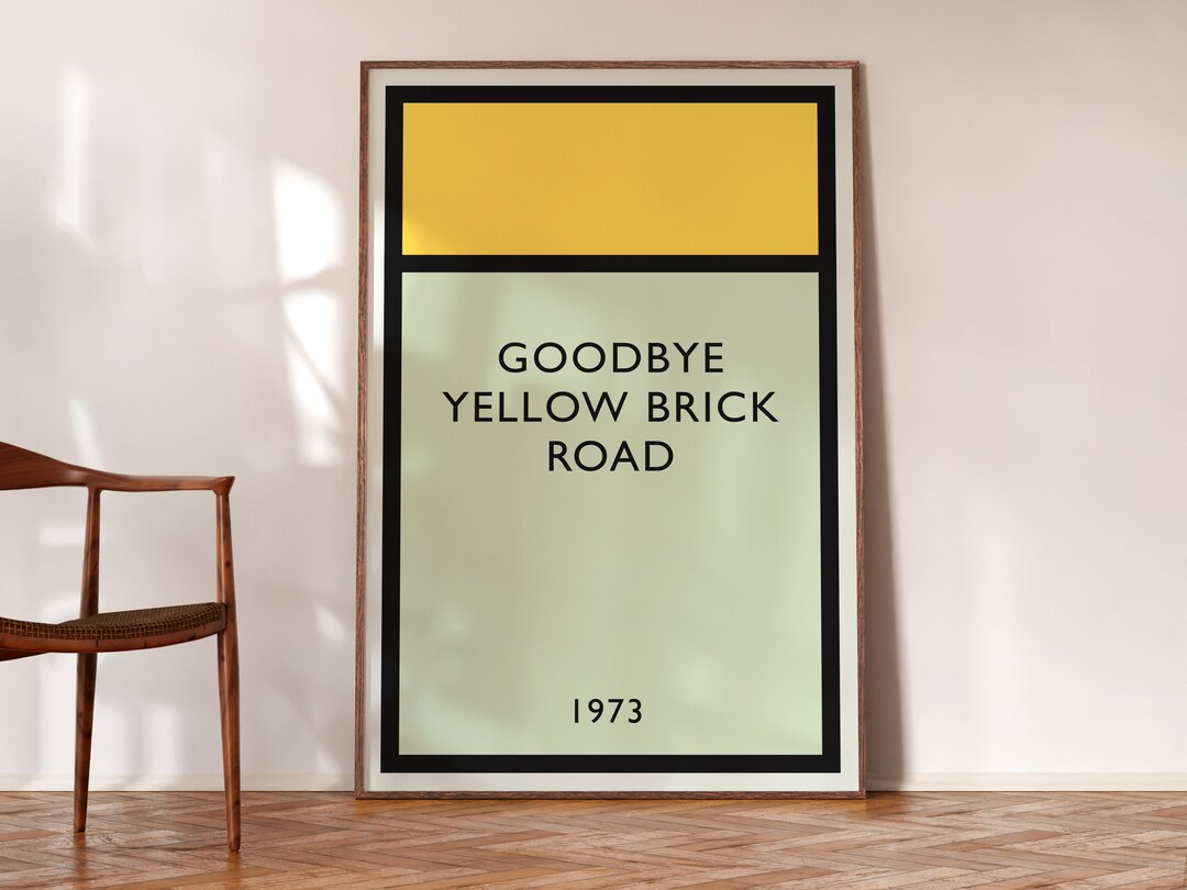 Monopoly Board Art Print, Goodbye Yellow Brick Road, Pop Music Minimal ...