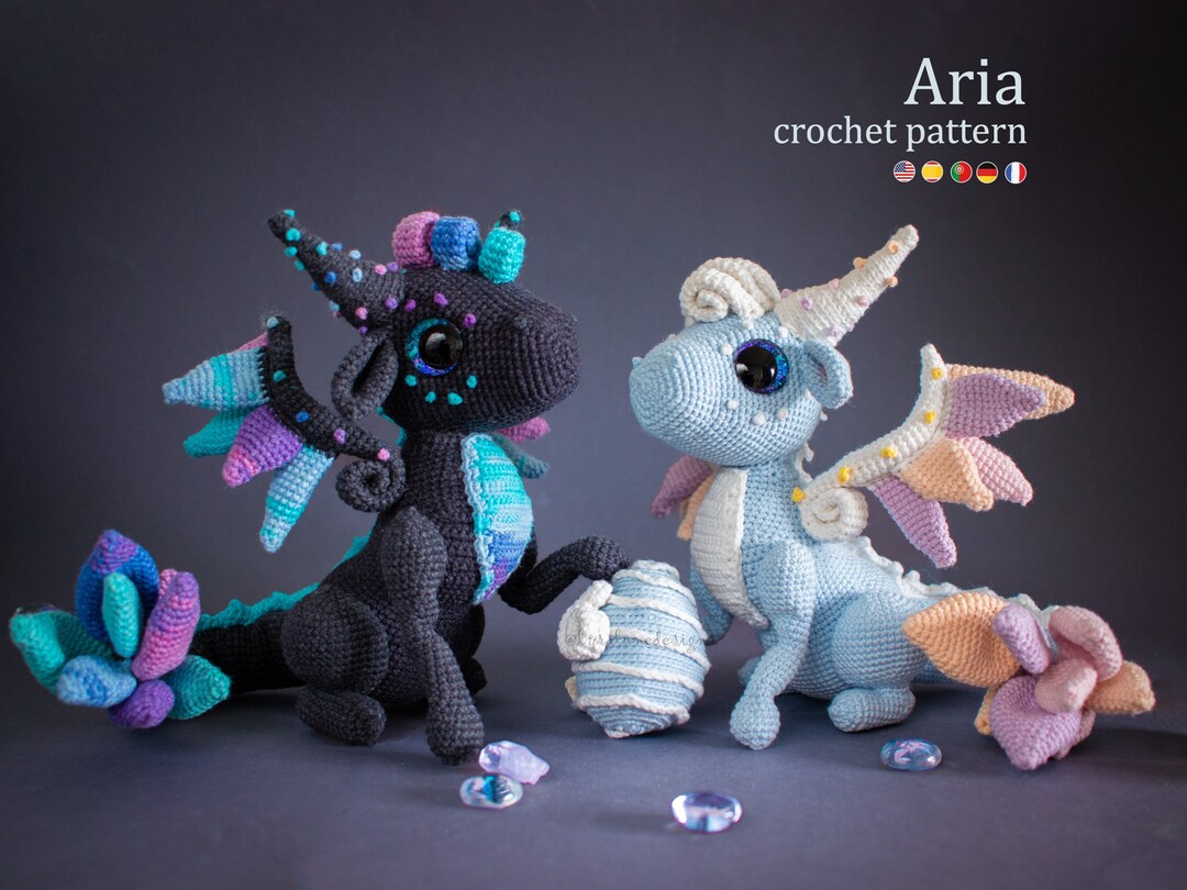 Aria the Air Dragon Amigurumi Crochet Pattern US Terms PDF - Etsy