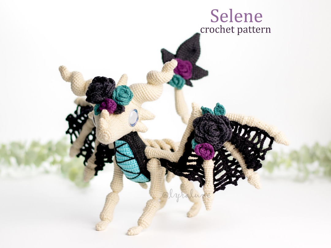 Selene the Skeletal Dragon Amigurumi Crochet Pattern US Terms PDF - Etsy