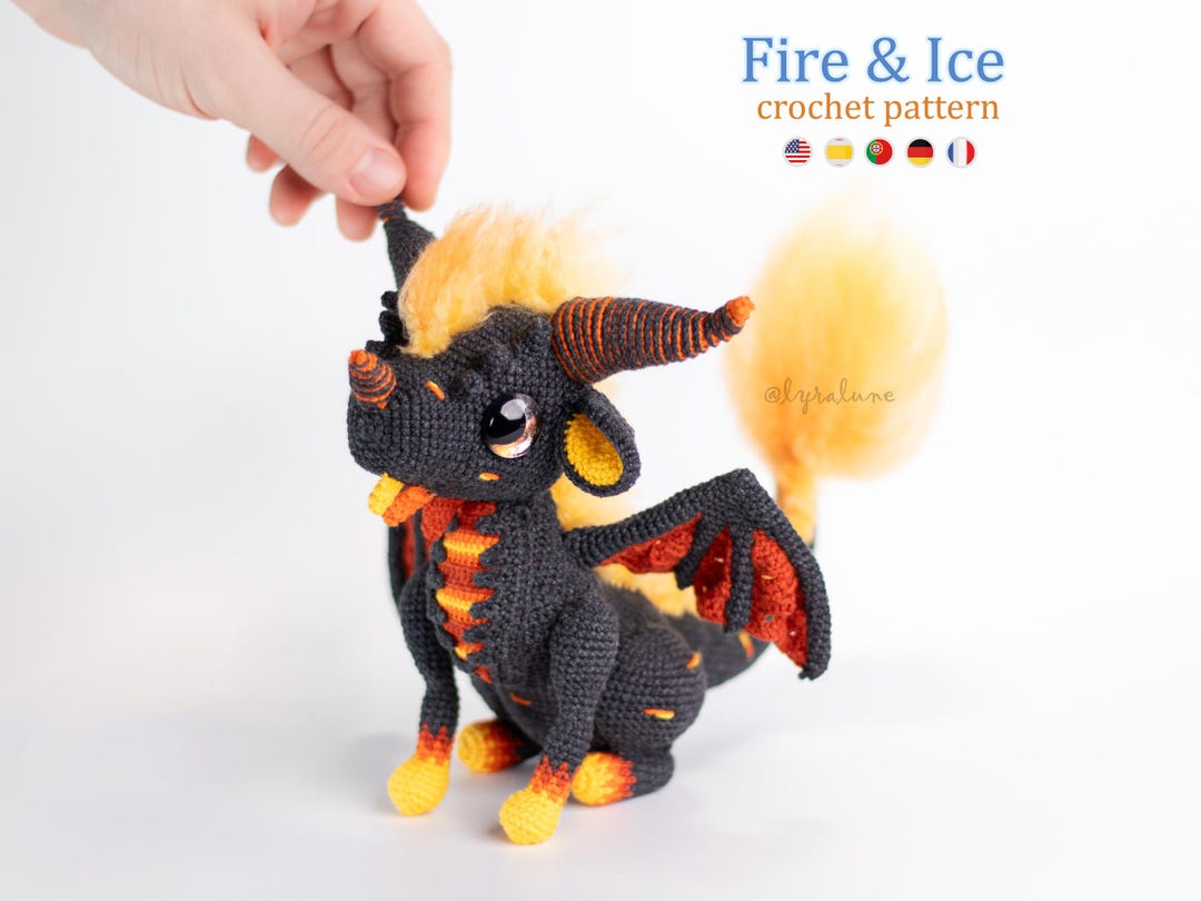 Ember and Shiver the Fire and Ice Dragons Amigurumi Crochet Pattern US ...