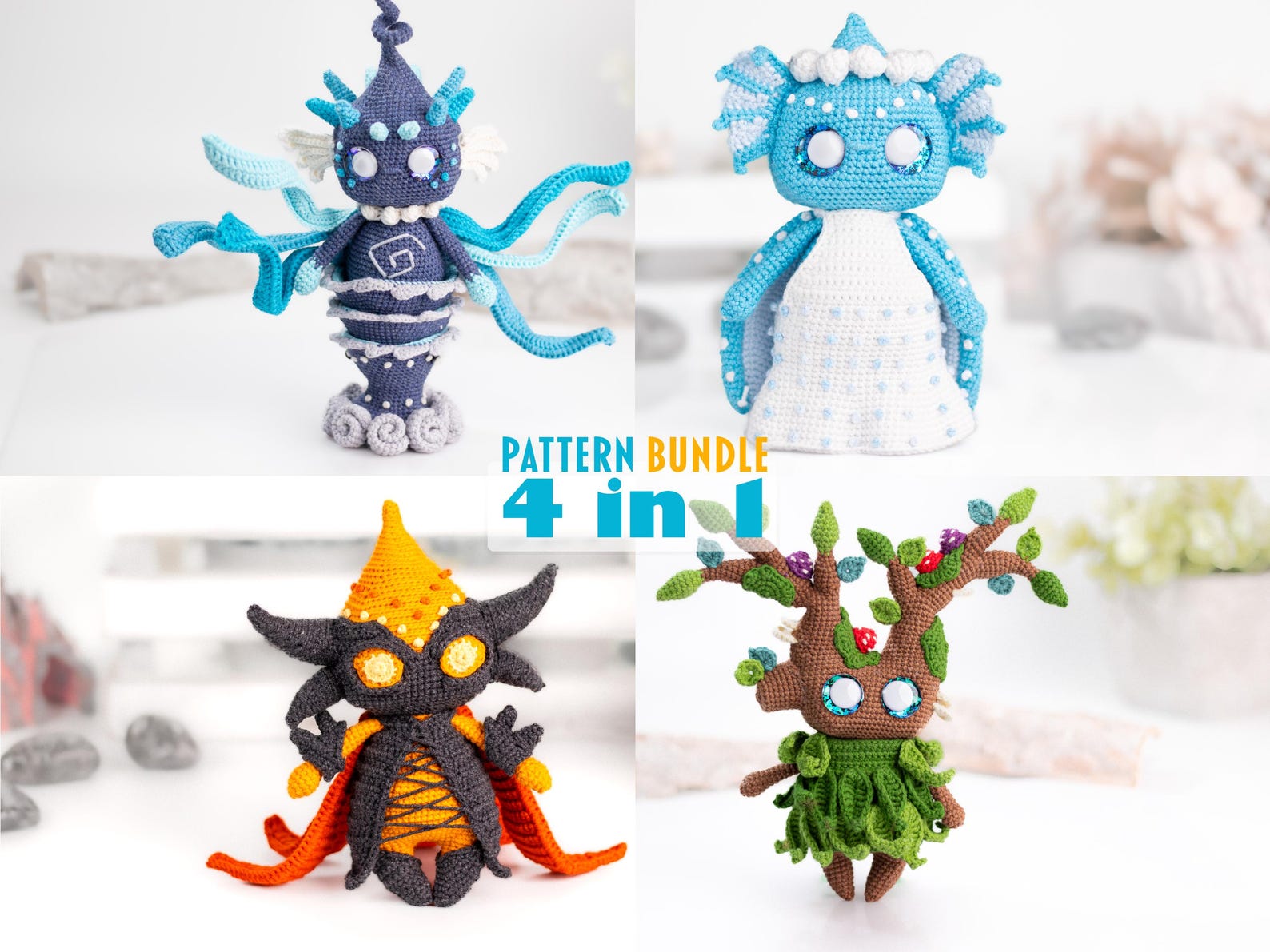 Elemental Amigurumi Crochet 4 Patterns Bundle US Terms PDF - Etsy
