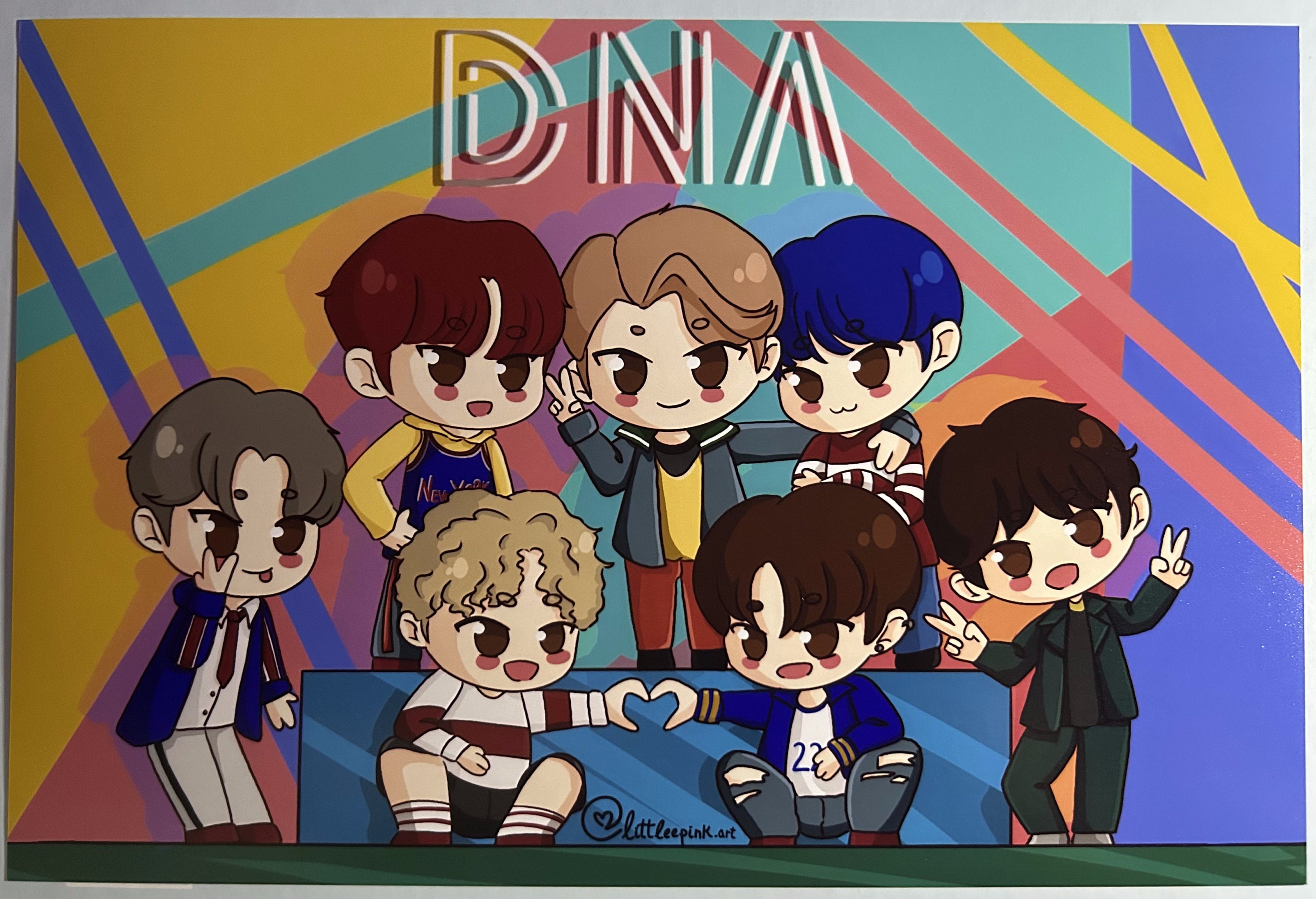 BTS DNA Chibi Fanart Print - Etsy