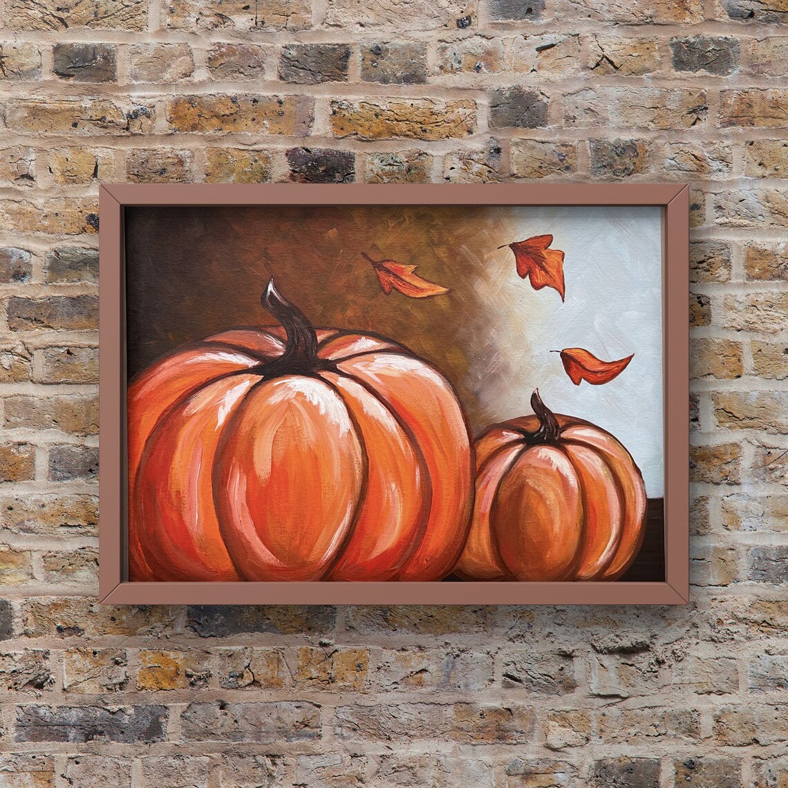 Fall Pumpkin Original Painting Acrylic Fall Decorations Autumn Wall Art ...