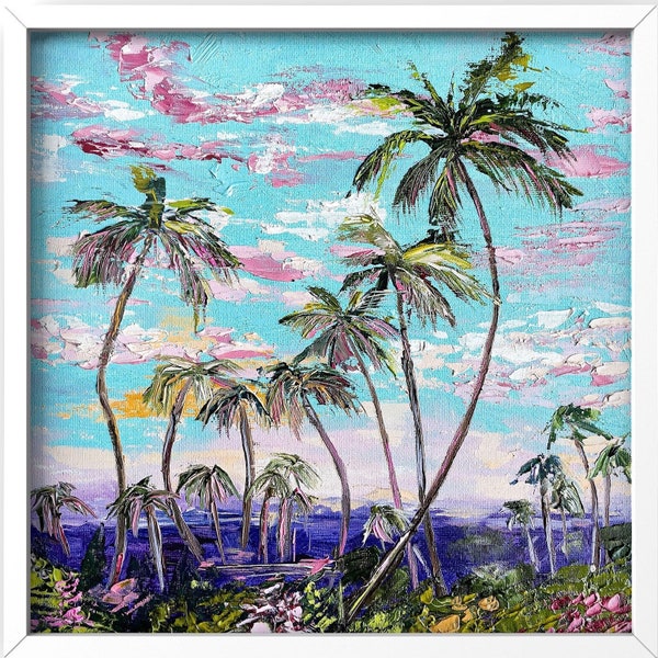 Beach Palm Trees Painting - Etsy