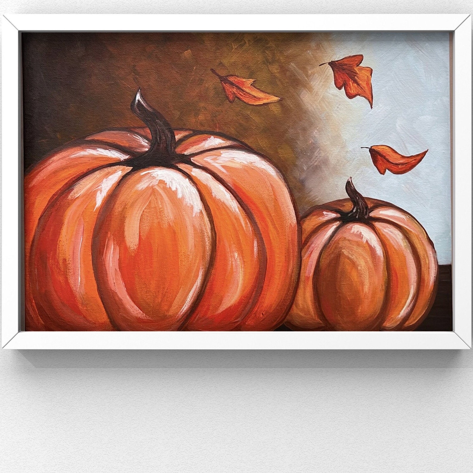 Fall Pumpkin Original Painting Acrylic Fall Decorations Autumn Wall Art ...