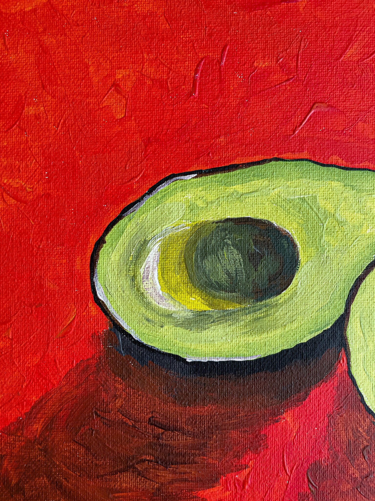 Avocado Painting Fruit Original Art Oil Kitchen Artwork 10 by 10 Inches ...