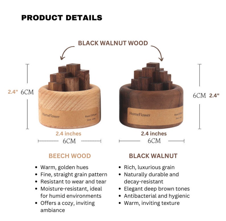 Walnut Wood Reed Diffuser Spa & Yoga Aromatherapy Handmade Spiritual ...