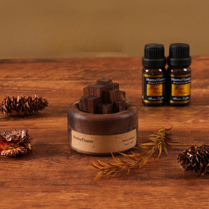 Walnut Wood Reed Diffuser Spa & Yoga Aromatherapy Handmade Spiritual ...