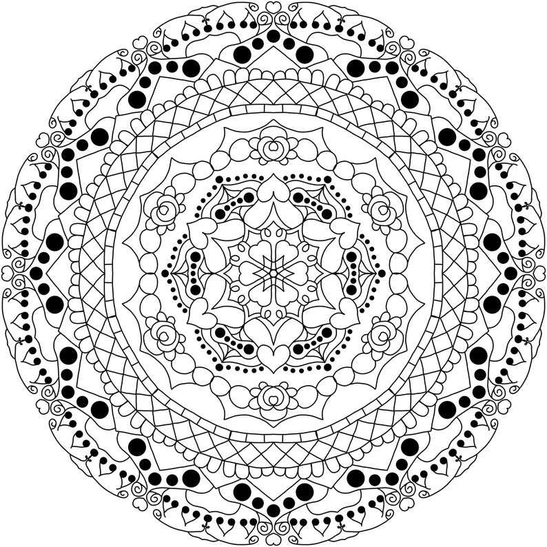 Printable Colouring Pages Mandala Art - Etsy
