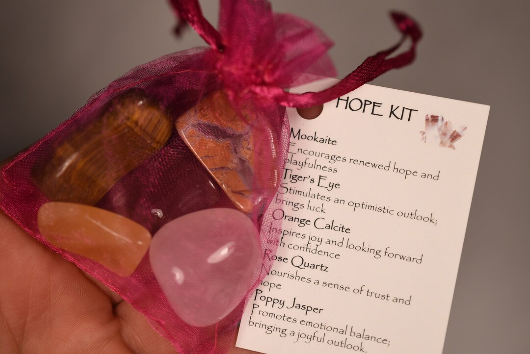 HOPE KIT Healing Crystal Tumbled Stones 52.5g Organza Bag Info Sheet - Etsy