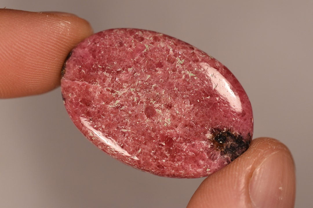 RHODONITE Cabochon 3.8cm 12.5g Oval Cab Natural Stone Flat Stone Pink ...