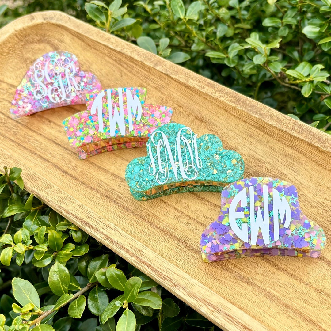 Glitter Hair Claw | Monogram Claw Clip | Personalized Hair Claw ...
