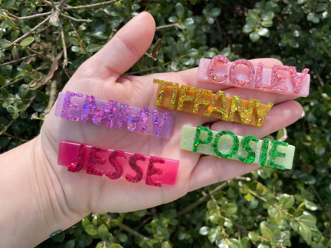 Girls Name Hair Clip | Resin Name Clip | Personalized Hair Clip | Back ...
