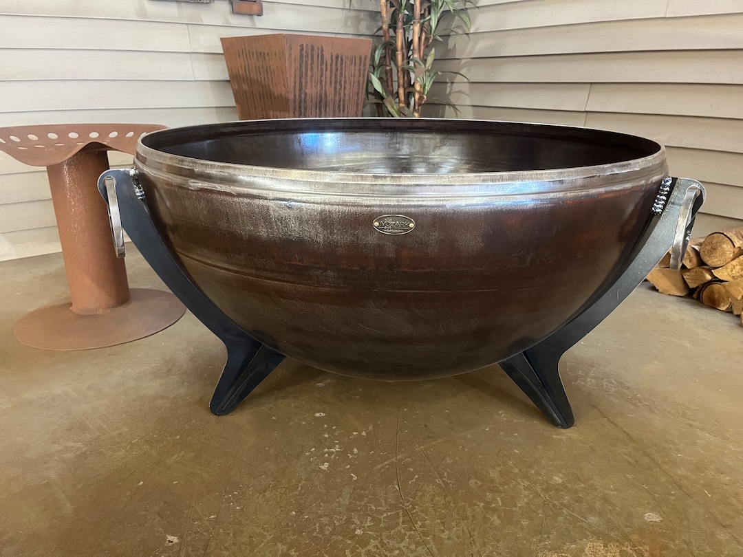 Knights Cauldron Steel Fire Pit: Outdoor Cooking, Large Bowl - Etsy