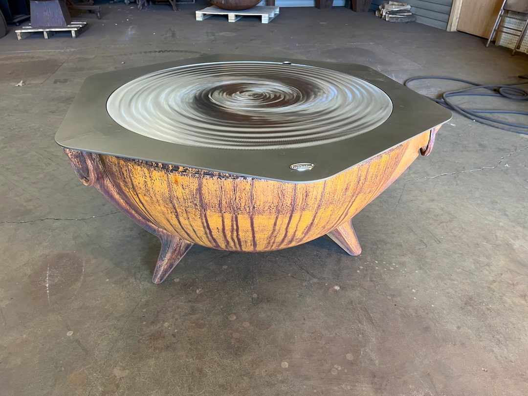 44-inch Modern Outdoor Cauldron Fire Pit Table: Large Steel Heavy-duty ...