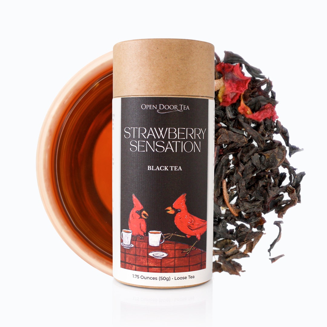 Strawberry Sensation | Organic Black Tea Blend, Loose Leaf - Etsy