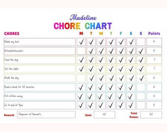 Points Chore Chart - Etsy