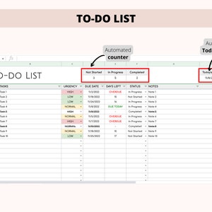 To Do List Google Sheets | Task Planner | Editable to Do List With Due ...