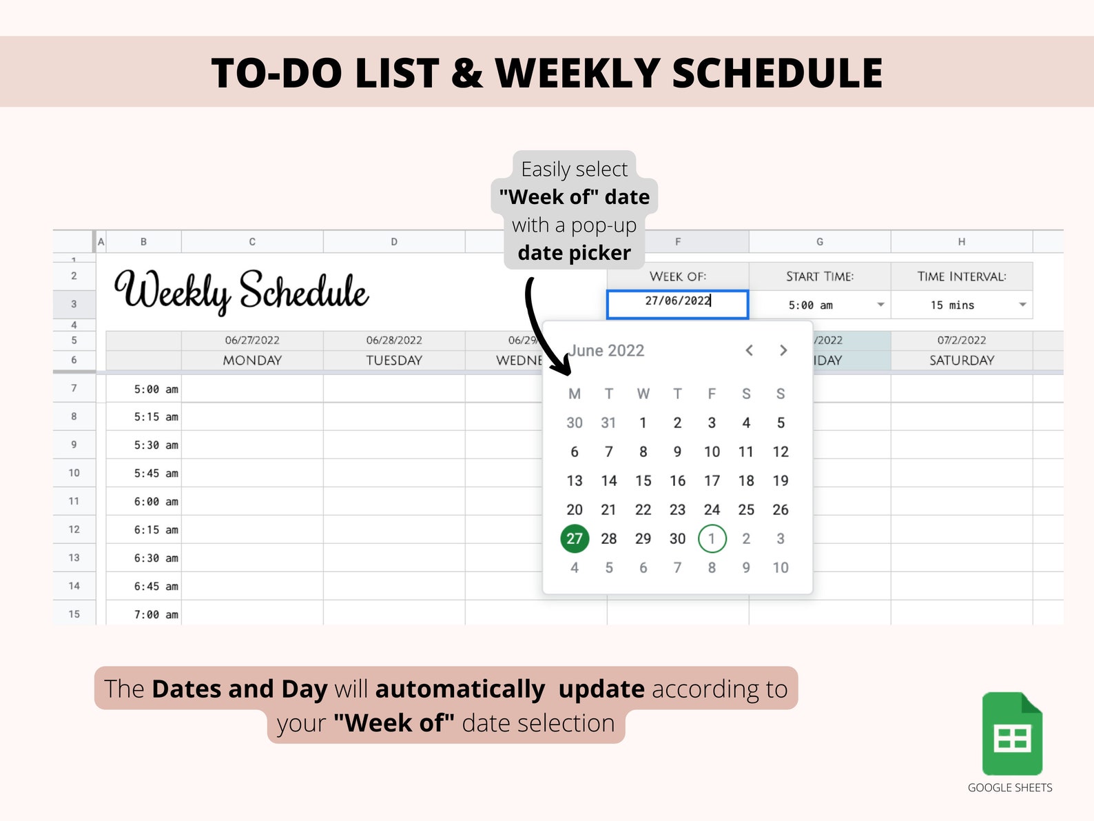 To Do List and Weekly Schedule Google Sheets Daily Schedule to Do List ...