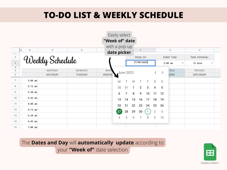 To Do List and Weekly Schedule Google Sheets Daily Schedule to Do List ...