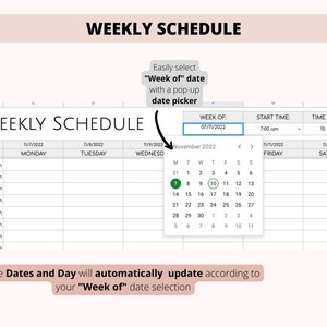 Weekly Schedule Google Sheets | Daily Schedule | Digital Weekly ...