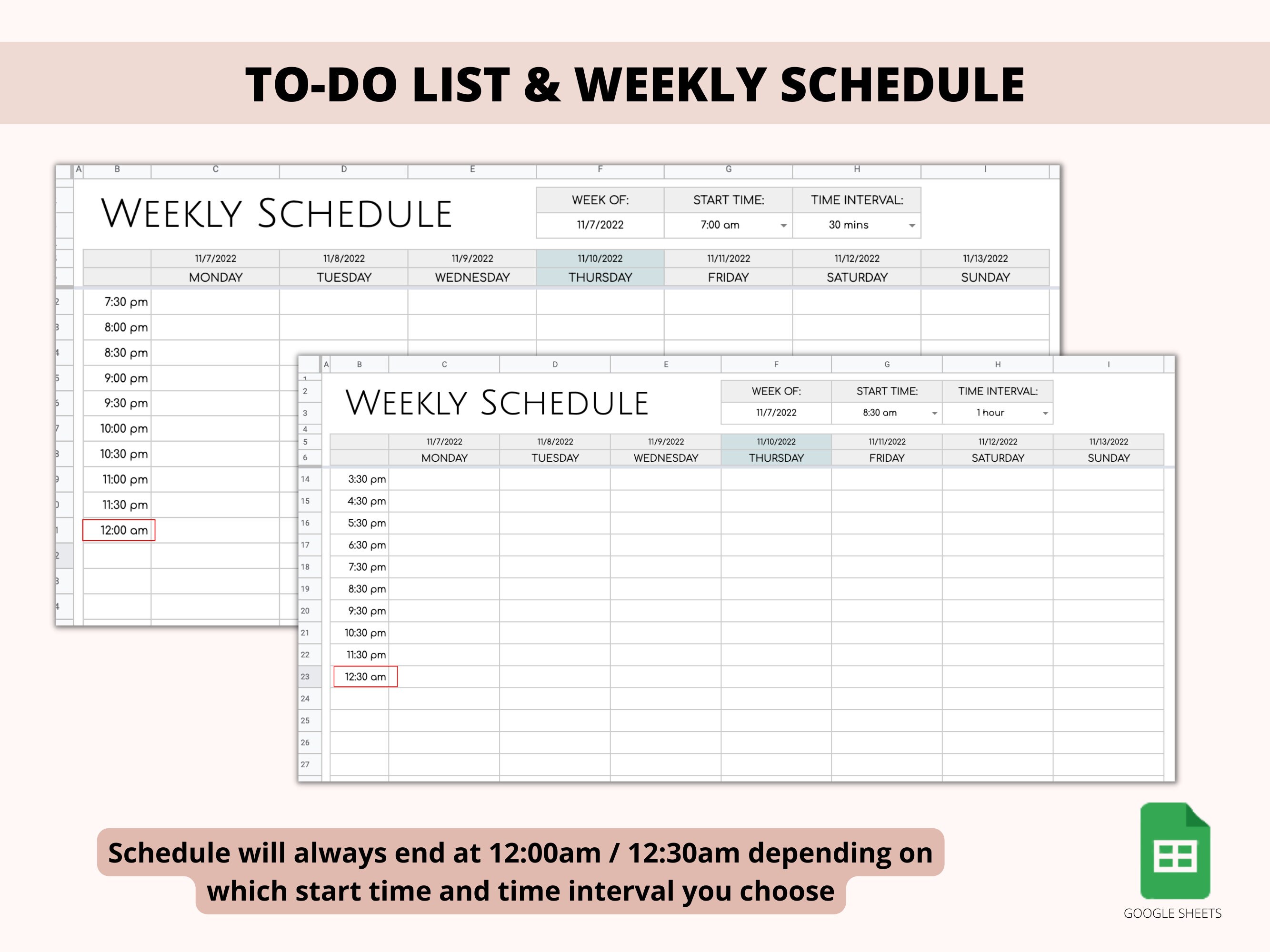 To Do List and Weekly Schedule Google Sheets Daily Schedule to Do List ...