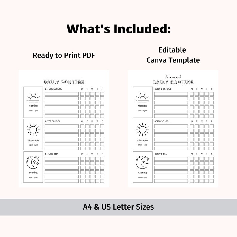 EDITABLE Kids Daily Checklist | Kids Routine Checklist | Daily Routine ...