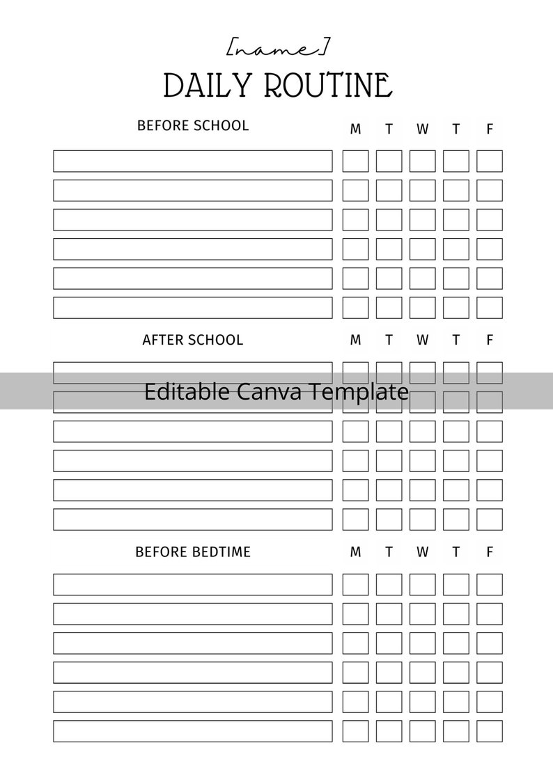 EDITABLE Kids Daily Checklist - Minimalist | Kids Routine Checklist ...