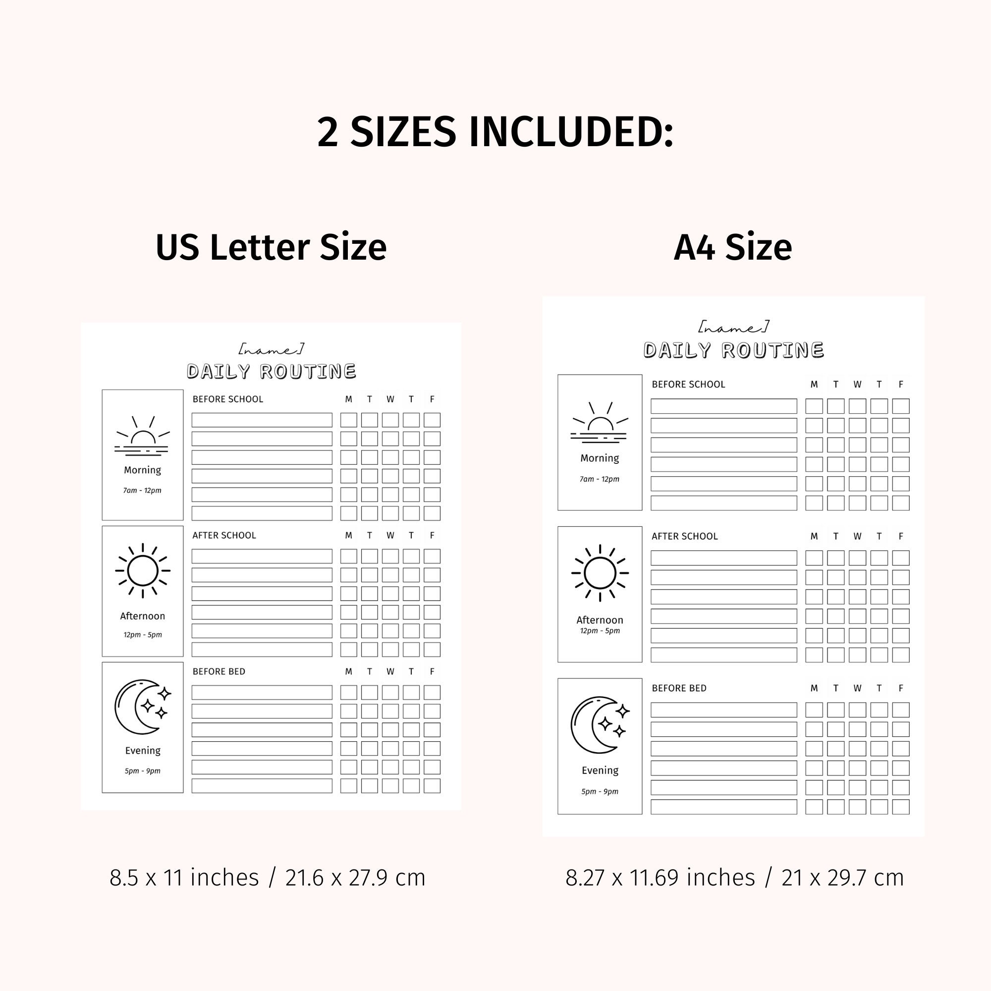 EDITABLE Kids Daily Checklist | Kids Routine Checklist | Daily Routine ...