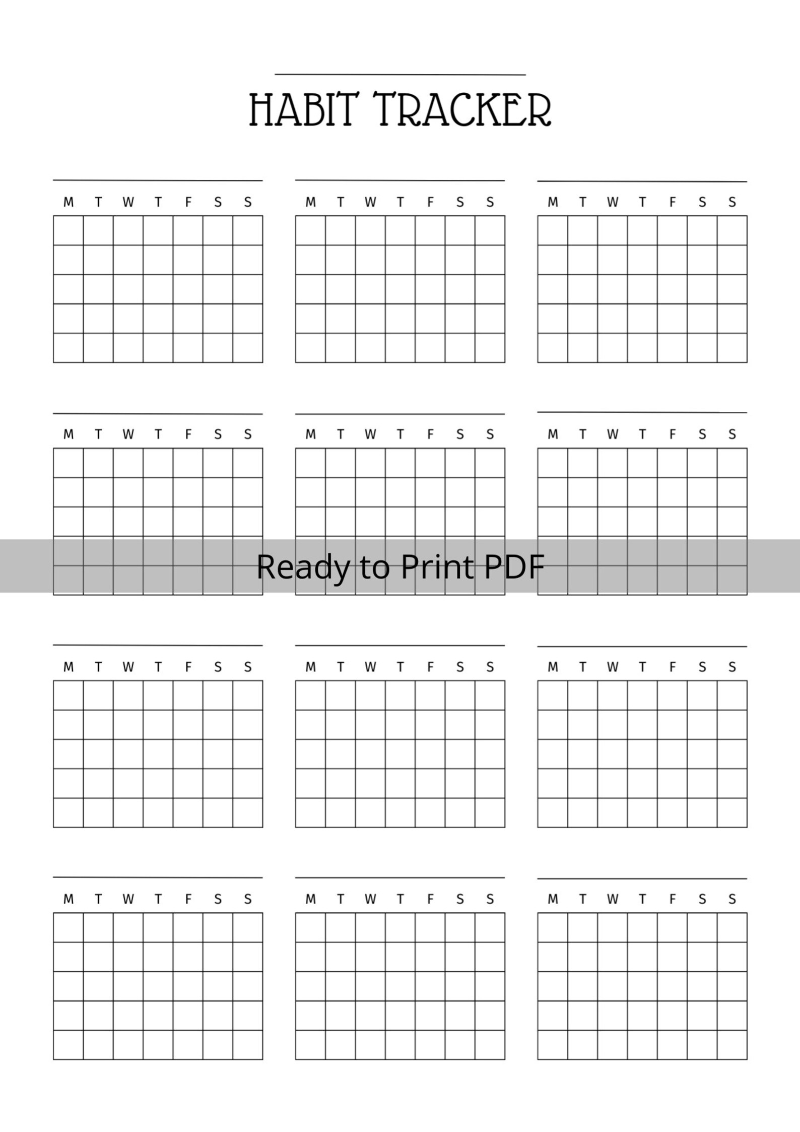 EDITABLE Monthly Habit Tracker Minimalist Habit Tracker | Etsy