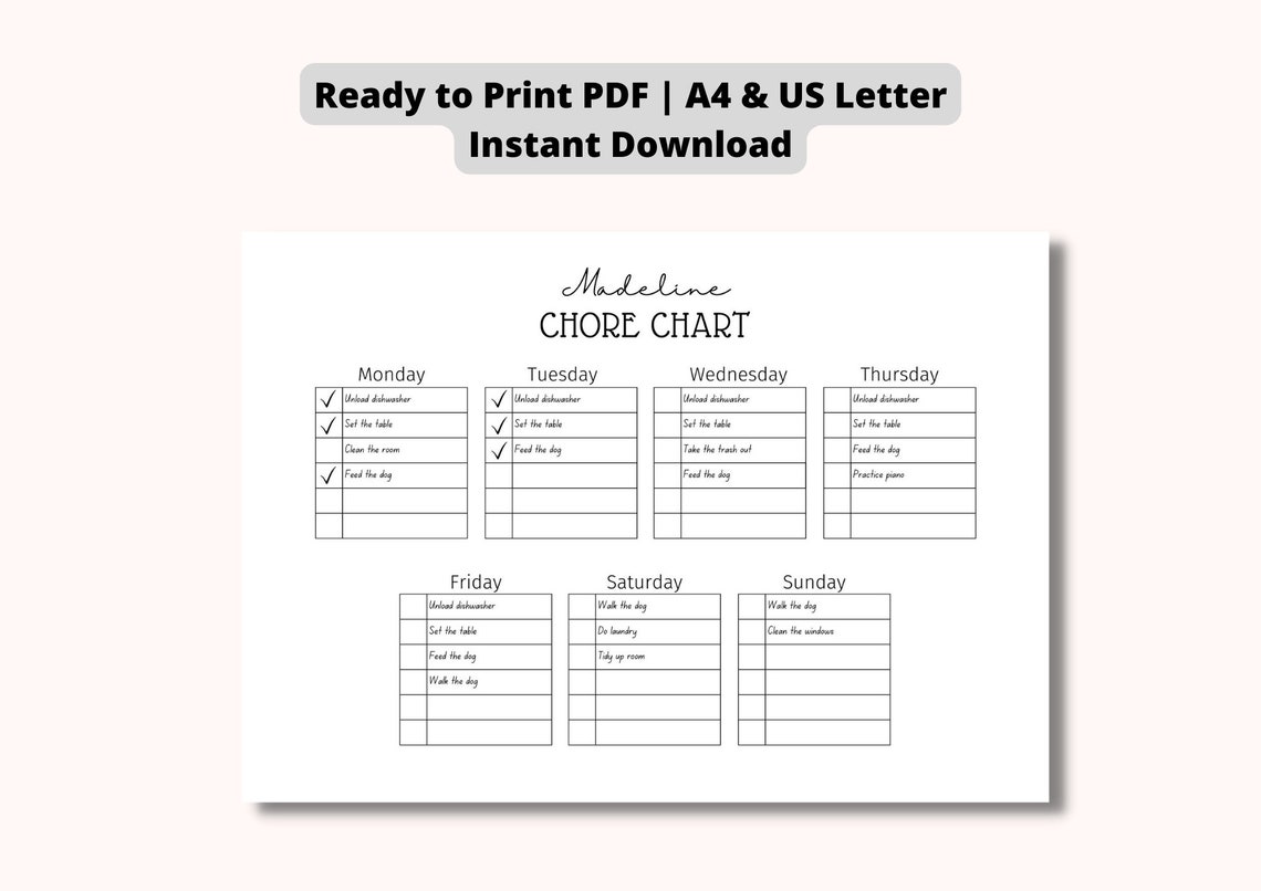 EDITABLE Daily Chore Chart Checklist | Cleaning Schedule ...