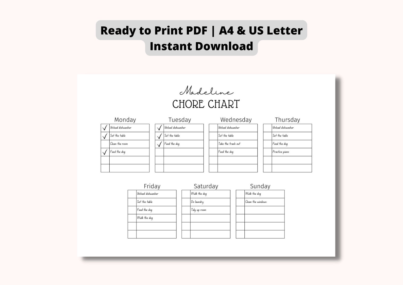 EDITABLE Daily Chore Chart Checklist | Cleaning Schedule ...