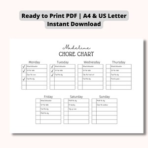 EDITABLE Daily Chore Chart Checklist | Cleaning Schedule ...