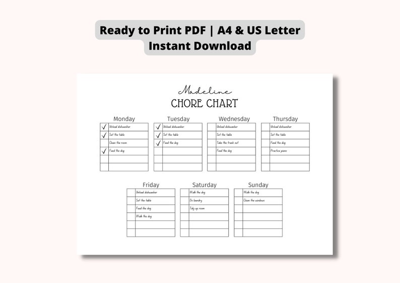 EDITABLE Daily Chore Chart Checklist | Cleaning Schedule ...