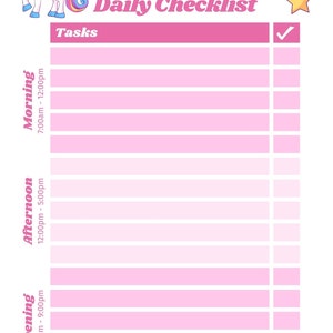EDITABLE Kids Daily Checklist - Unicorn | Kids Routine Checklist ...