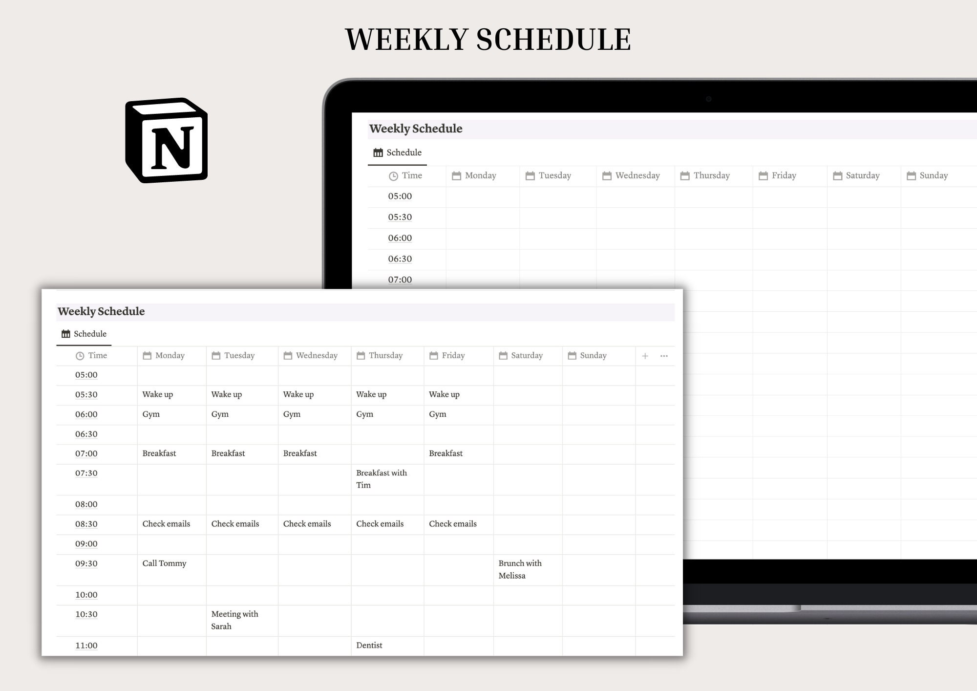 Notion Weekly Planner Template Simple Digital Planner Weekly - Etsy
