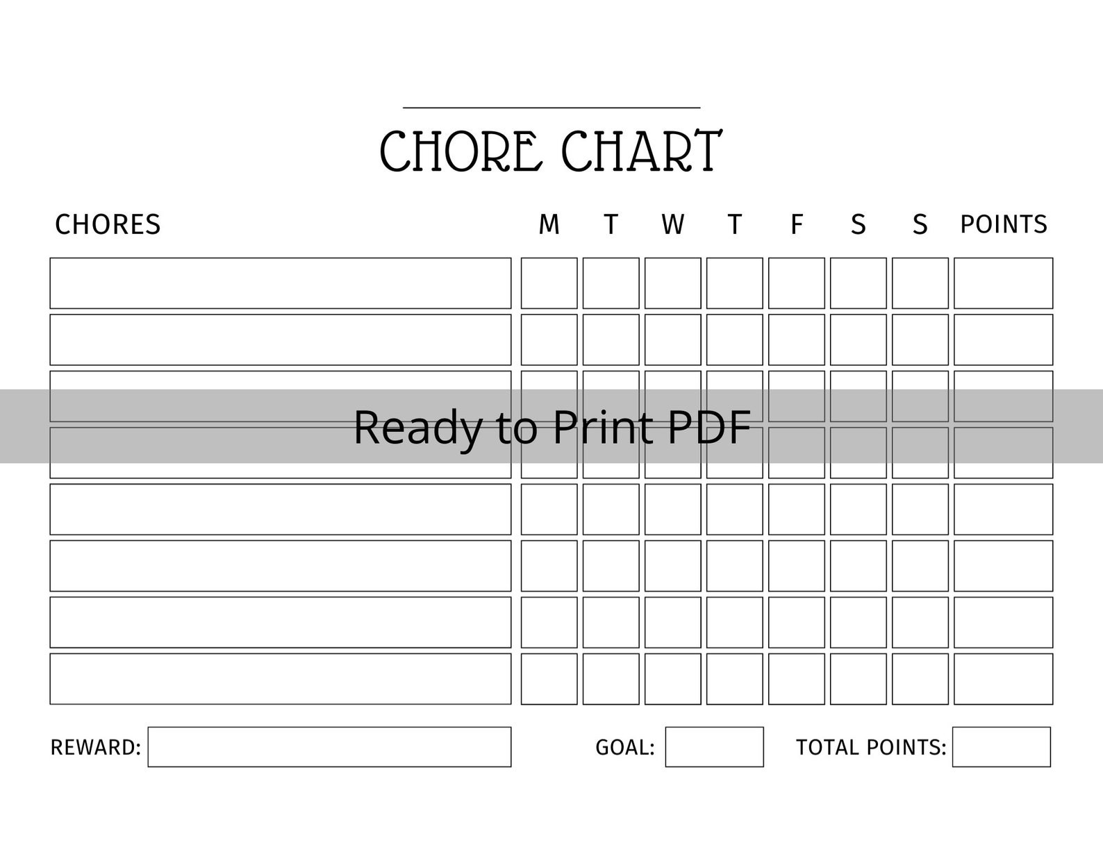 EDITABLE Daily Chore Chart With Reward Points System - Minimalist ...