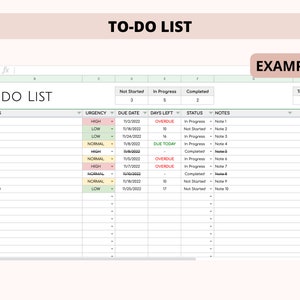 To Do List Google Sheets | Task Planner | Editable to Do List With Due ...