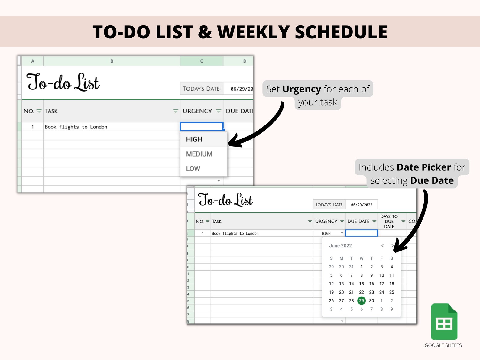 To Do List and Weekly Schedule Google Sheets Daily Schedule to Do List ...