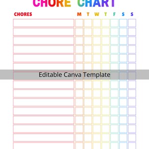 EDITABLE Kids Daily Chore Chart - Rainbow | Kids Reward Chore Chart ...