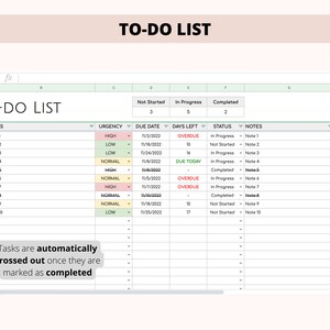 To Do List Google Sheets | Task Planner | Editable to Do List With Due ...