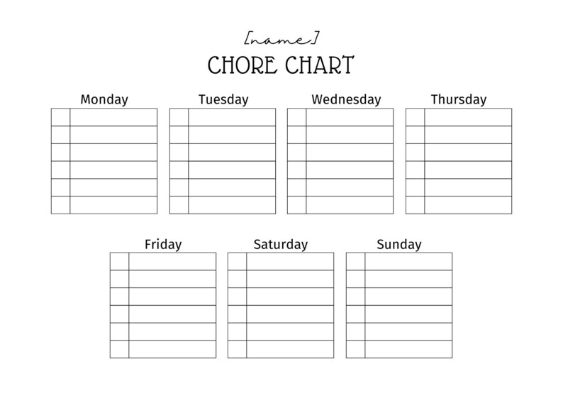 EDITABLE Daily Chore Chart Checklist Minimalist Daily | Etsy