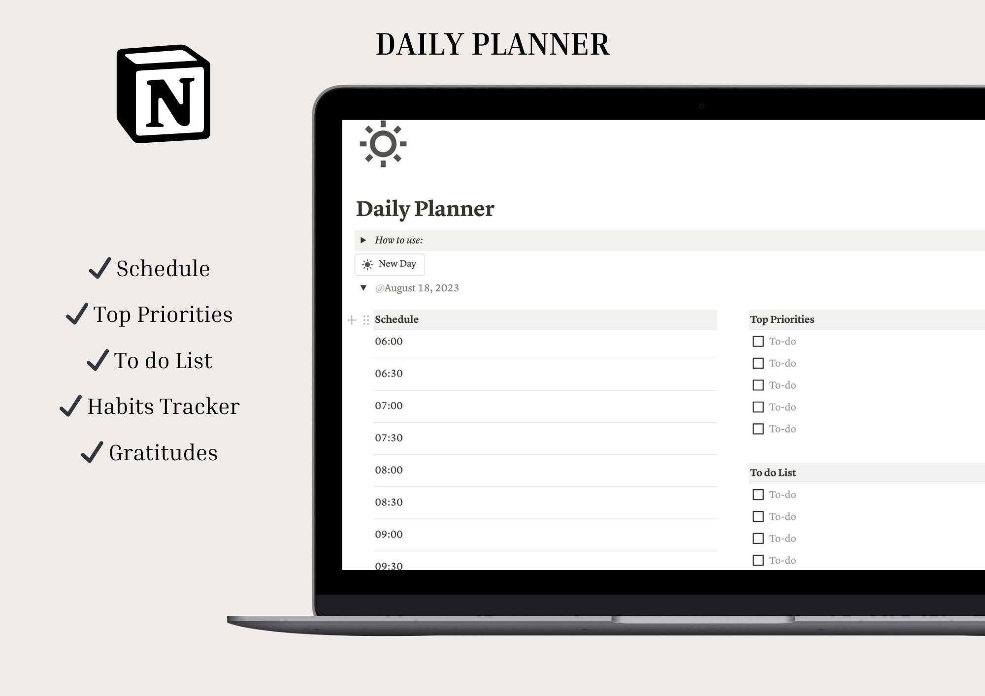 Notion Daily Planner Template, Digital Planner, to Do List, Schedule ...
